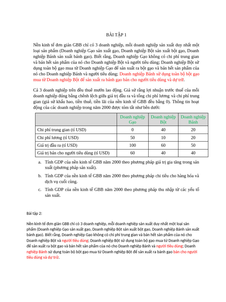 Bai Tap Tinh GDP Va GNP | PDF