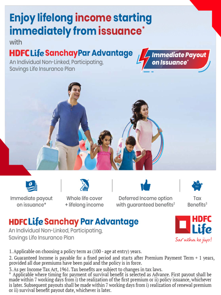 HDFC Life Sanchay Par Advantage Plan | PDF | Insurance | Life Insurance
