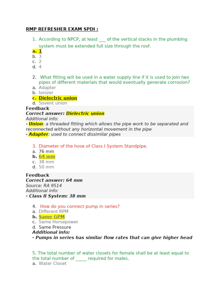 RMP Referesher Exam Spdi | PDF | Valve | Pipe (Fluid Conveyance)