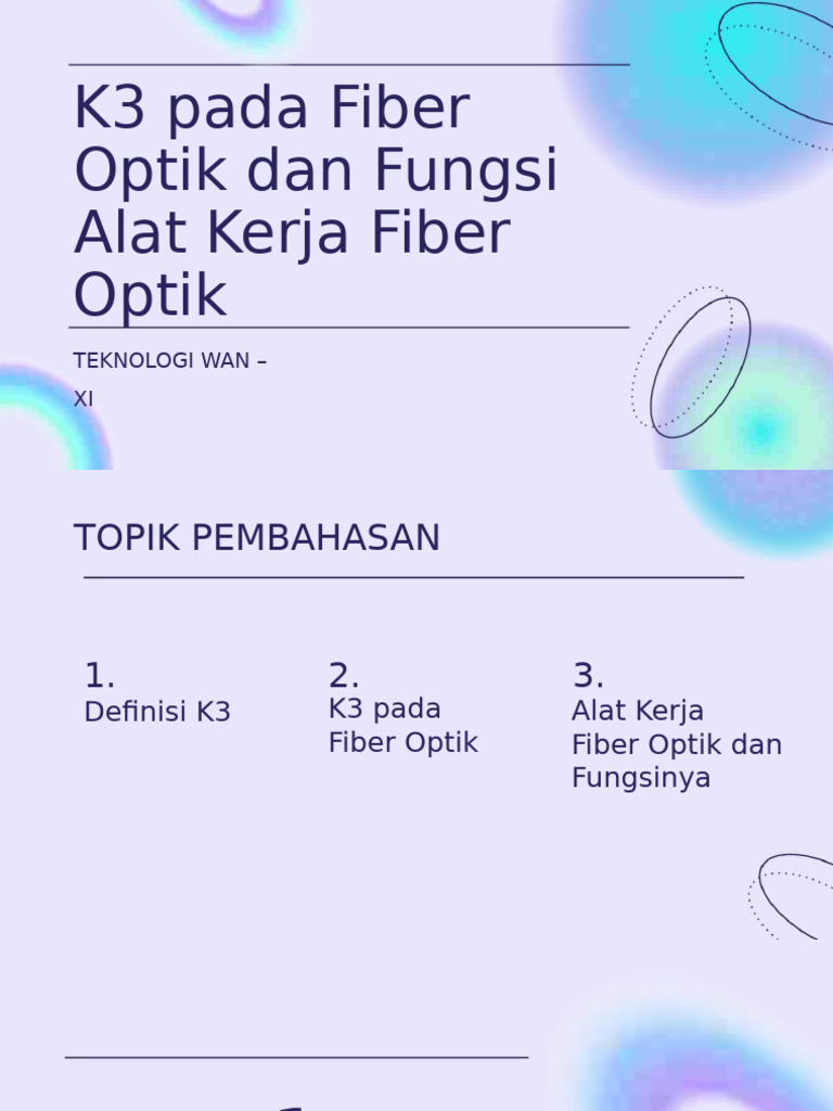 K3 Dan Fungsi Alat Kerja Fiber Optik | PDF