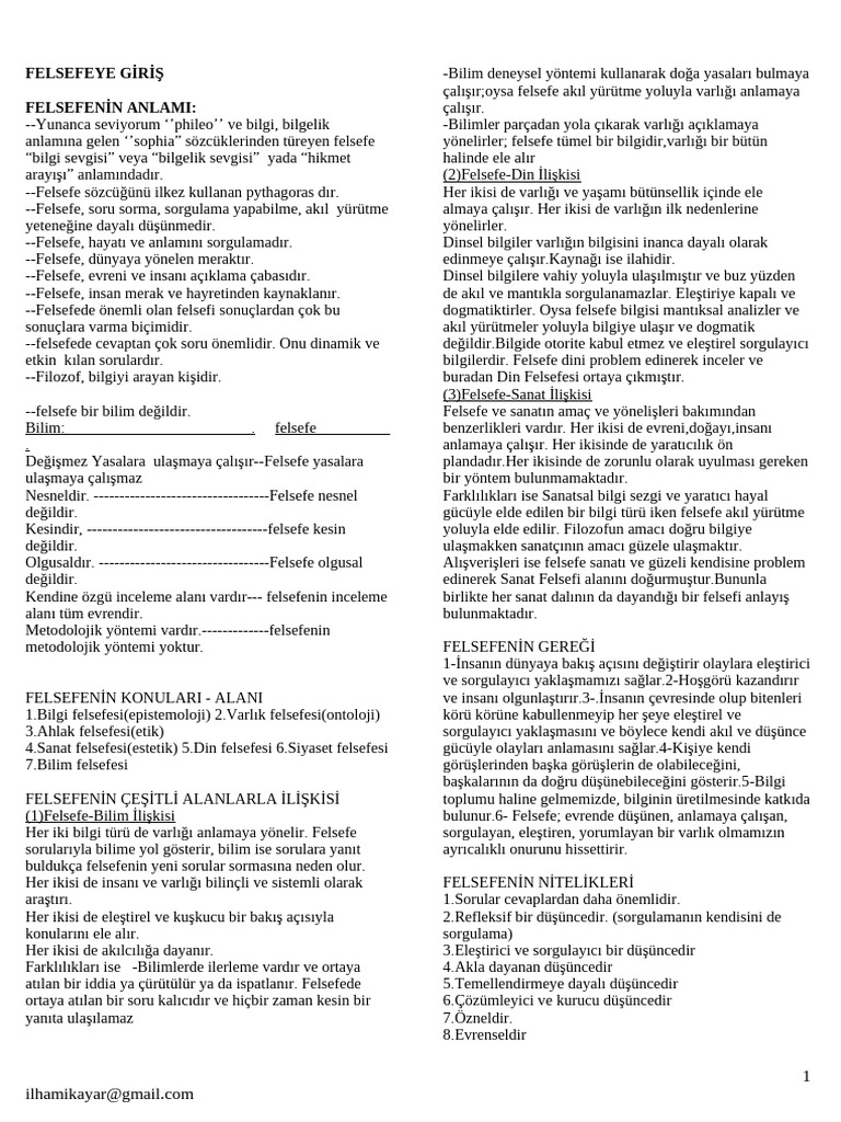 Kavramlarla Felsefe Ders Notlari | PDF