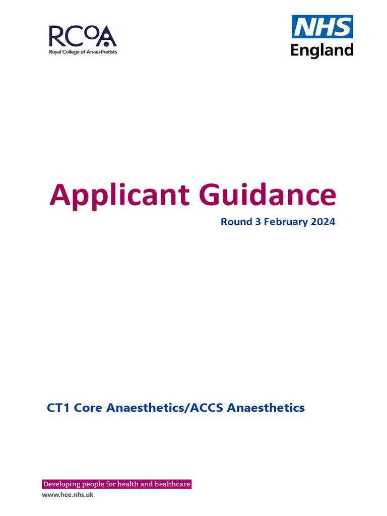 CT1 Anaesthetics Applicant Guidance - February 2024 FINAL | PDF | Travel Visa