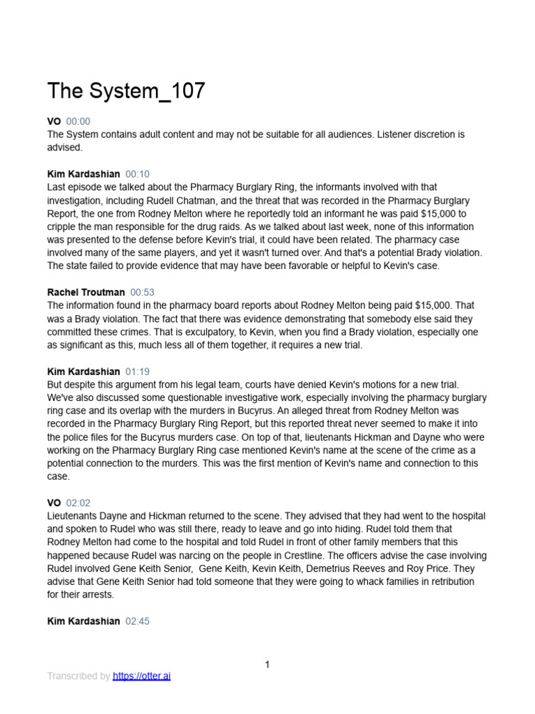 Episode 7 Transcript The System 7 | PDF | Forensic Science | Reasonable Doubt