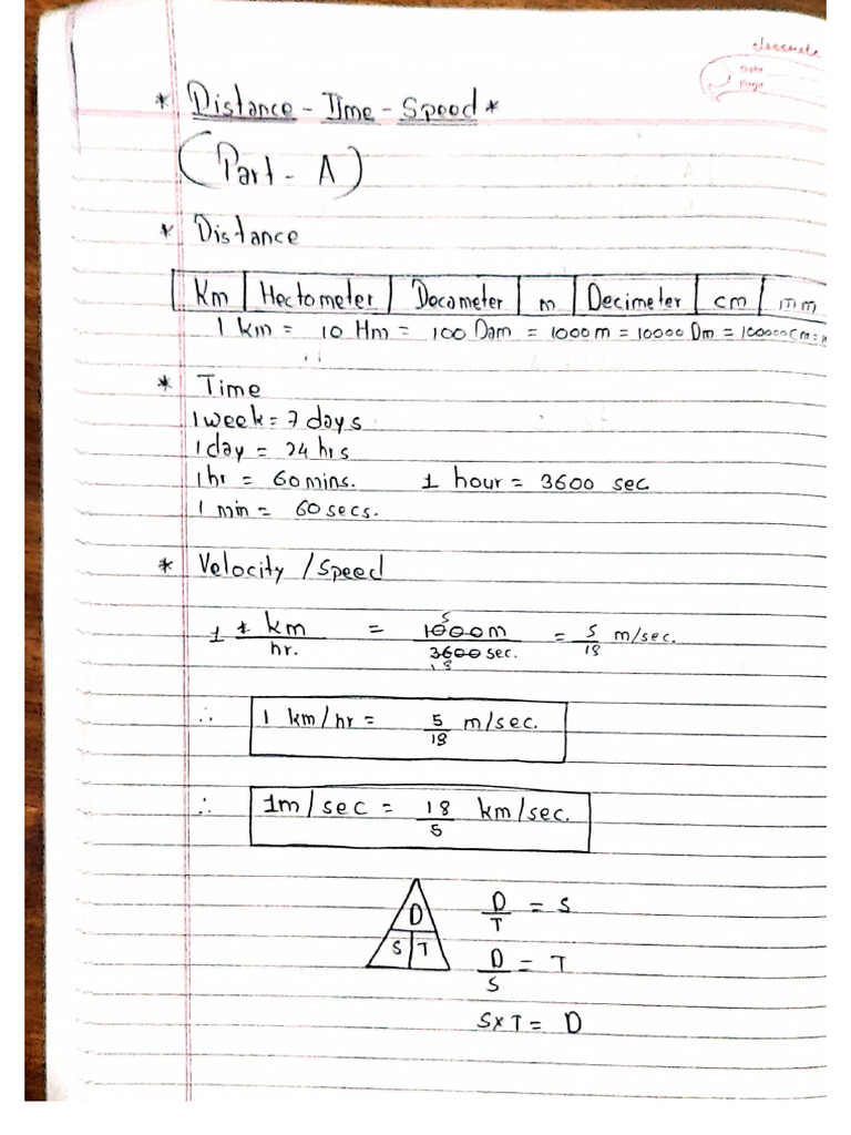 Speed Distance Velocity Part A | PDF