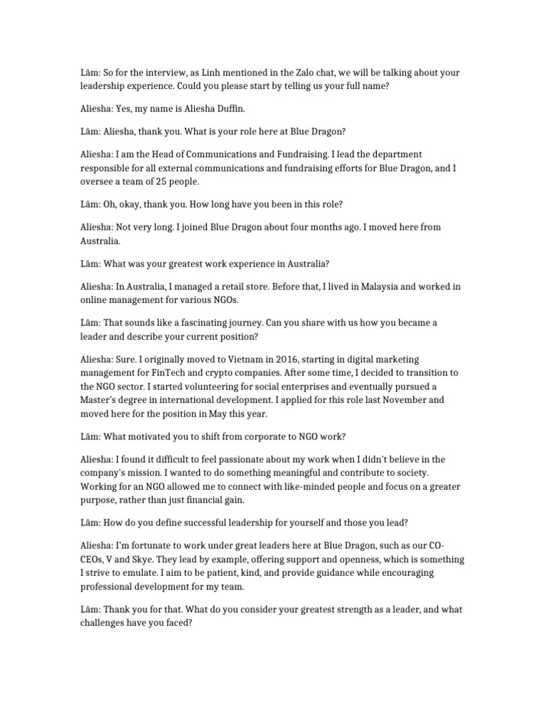 Revised Interview Transcript | PDF | Non Governmental Organization ...