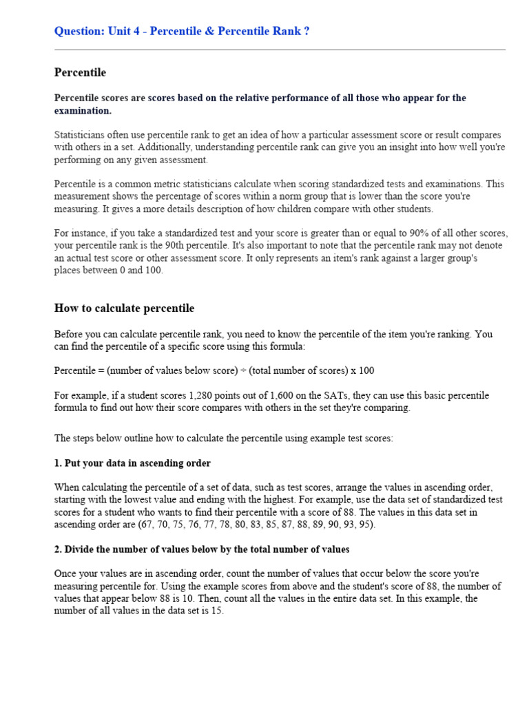 Understanding Percentile and Rank | PDF | Percentile | Statistics