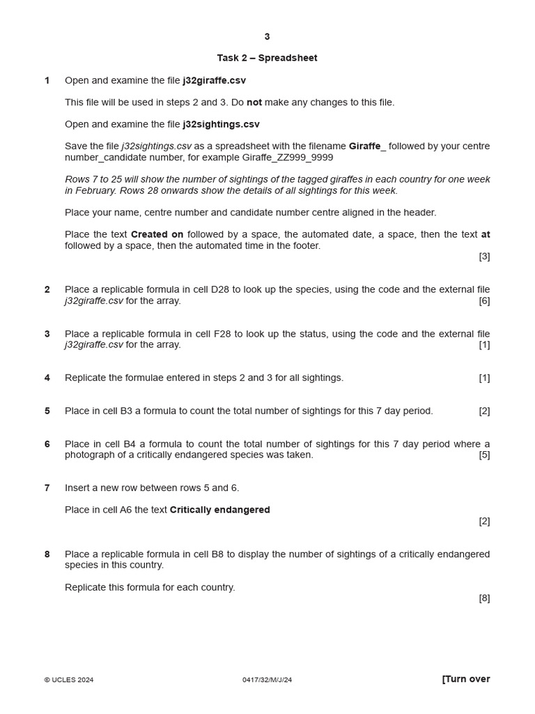 2024 - Spreadsheet Tasks | PDF | Spreadsheet | Application Software