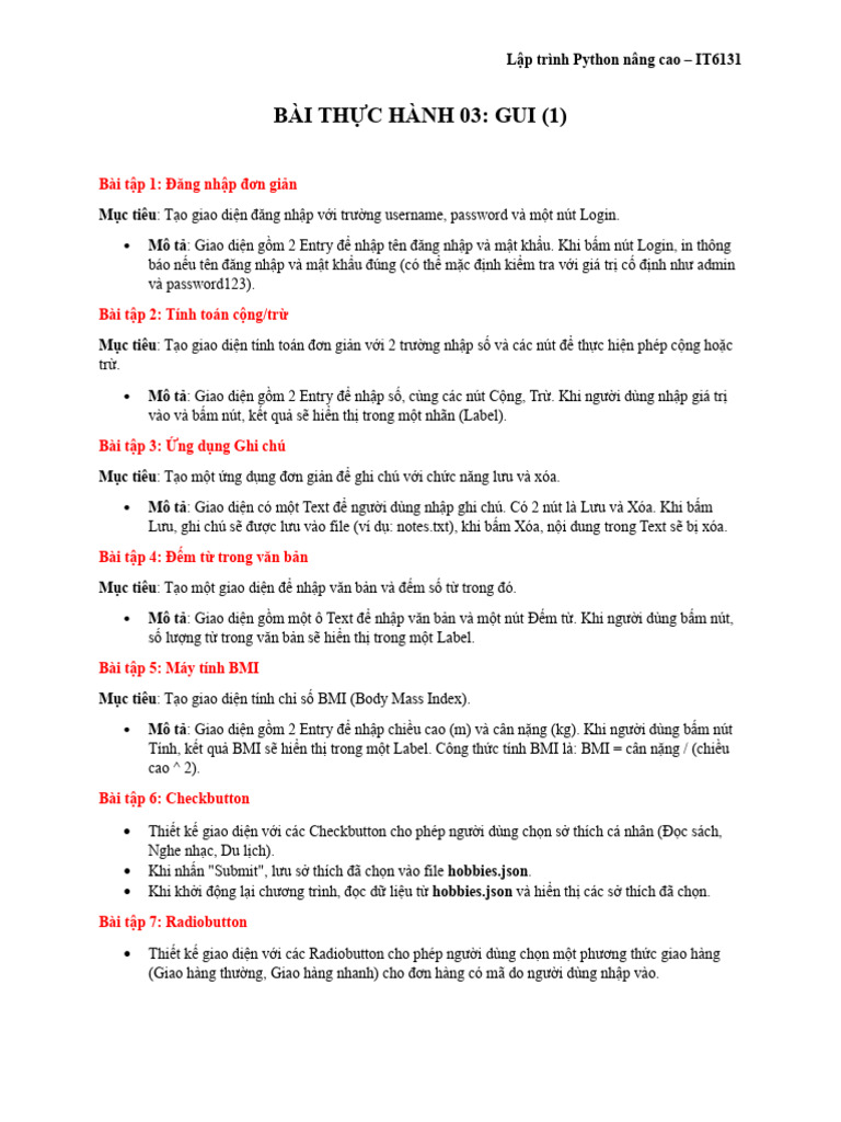 Thuc Hanh 3 - GUI (P1) | PDF