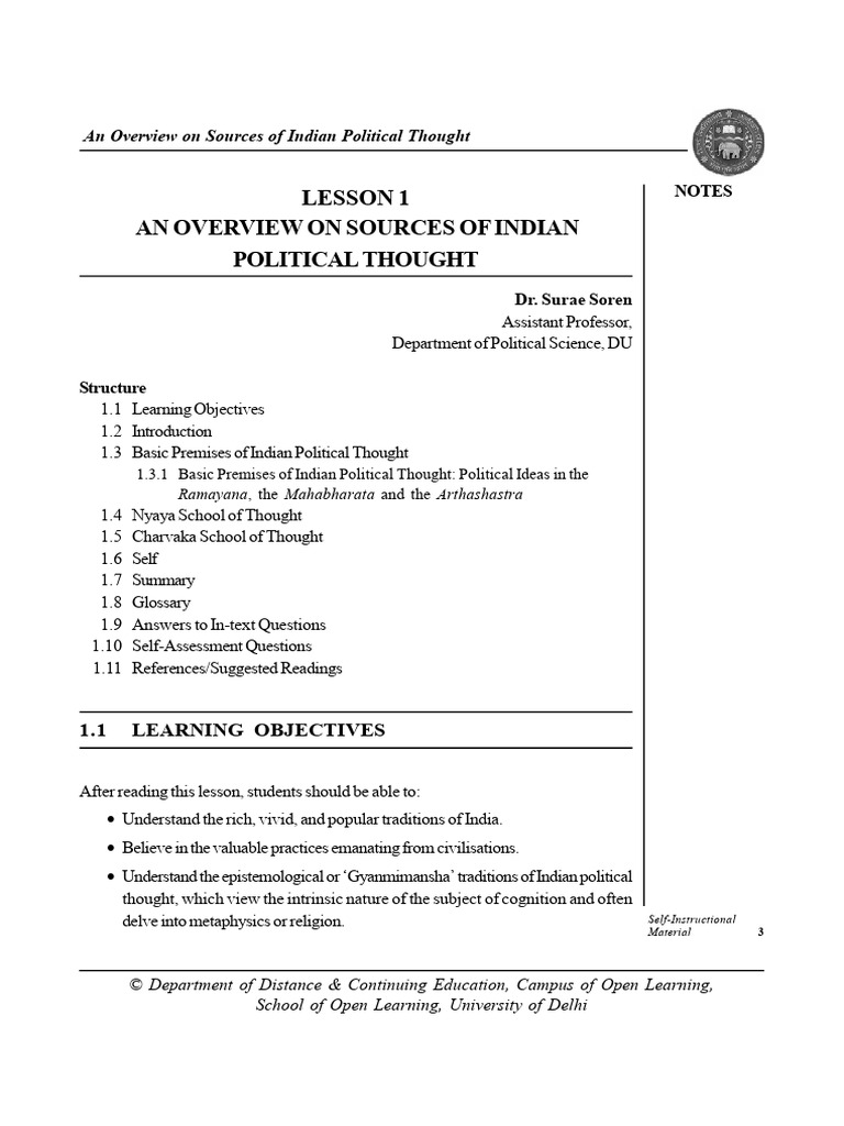 Sources of Indian Political Thought | PDF | Epistemology | Knowledge