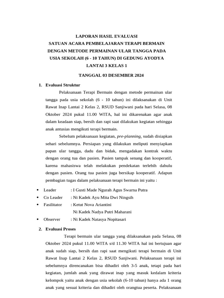 Laporan Hasil Evaluasi Contoh | PDF