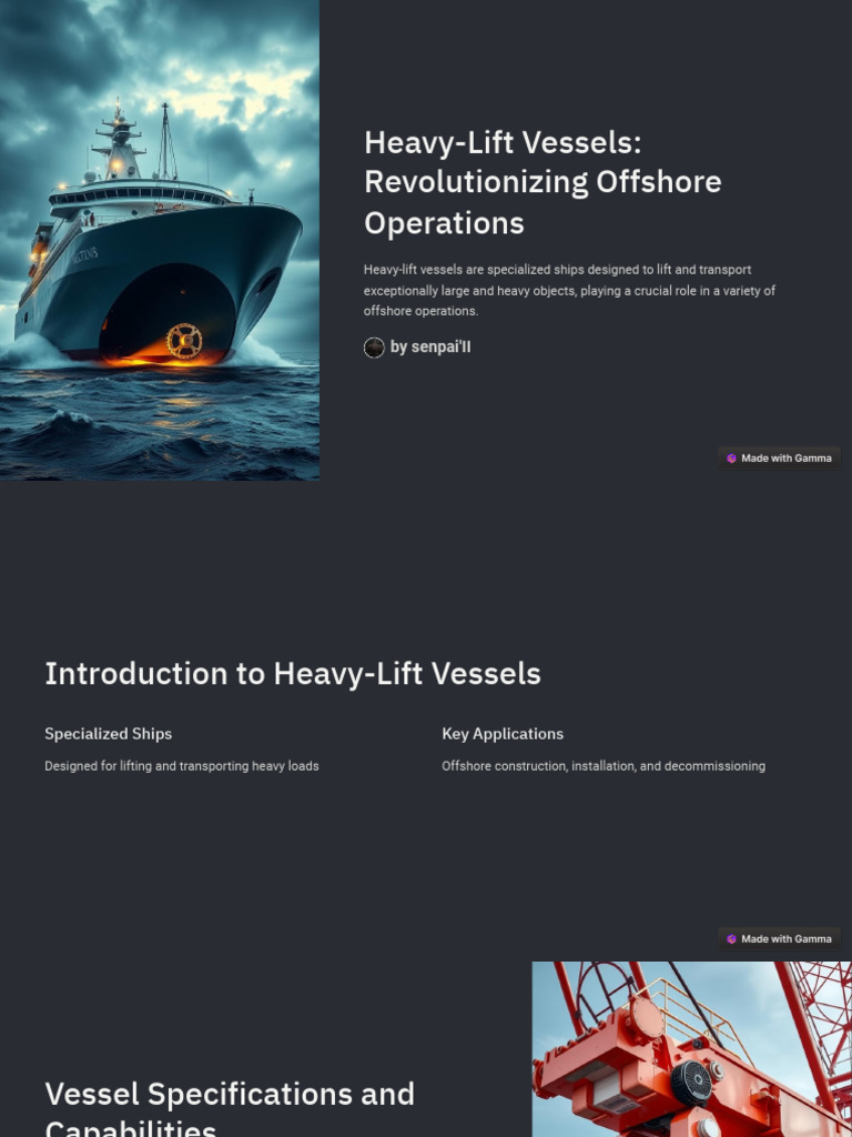 Heavy Lift Vessels Revolutionizing Offshore Operations | PDF