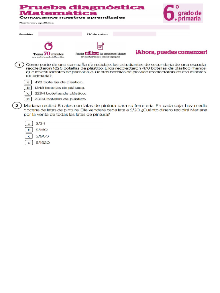 Prueba de matematica | PDF