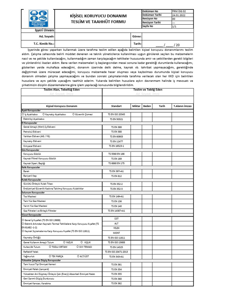 KKD+Talimat (Isg+yüksekte) +test | PDF