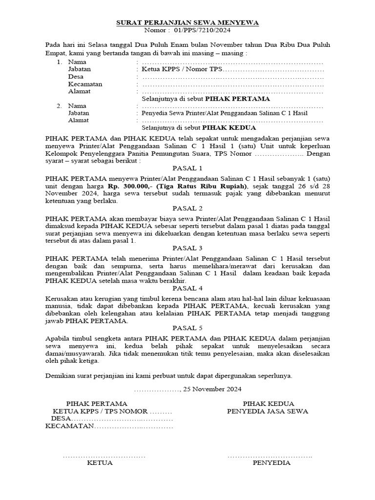 4.perjanjian Sewa Printer-Scanner | PDF