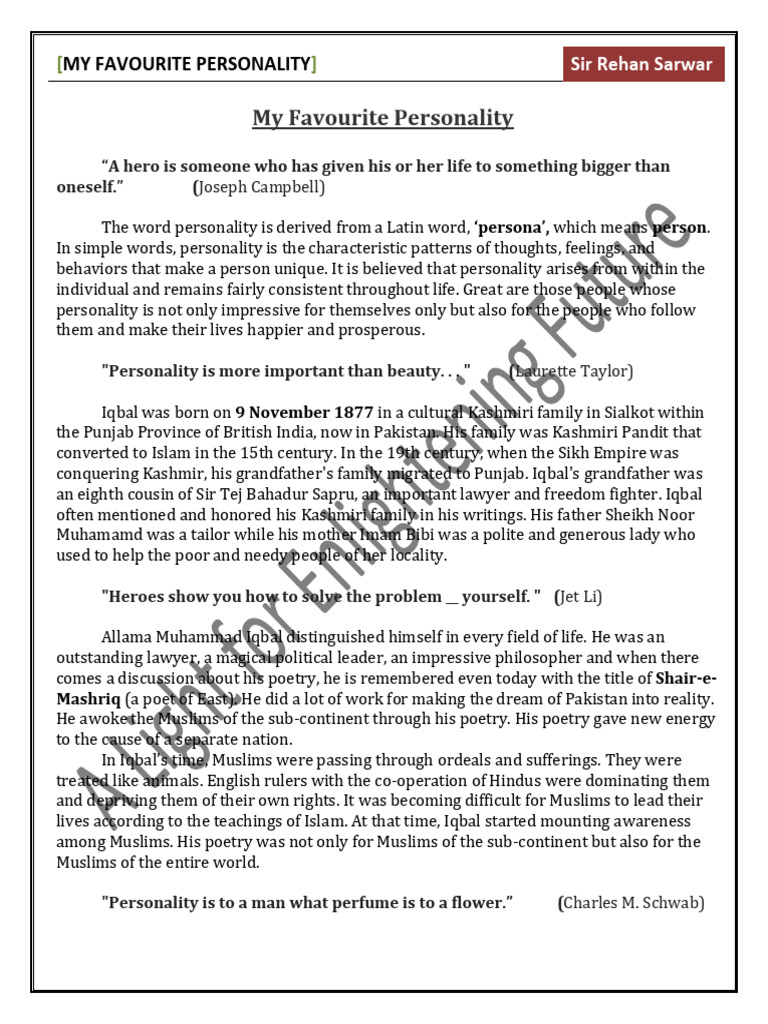 My Favourite Personality | PDF | Abrahamic Religions | Religious Faiths