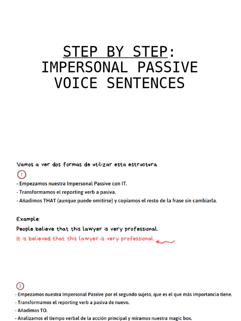 Step by Step Impersonal Passive | PDF