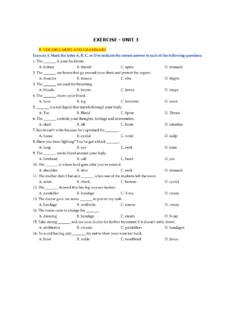 EXERCISE UNIT 3 | PDF