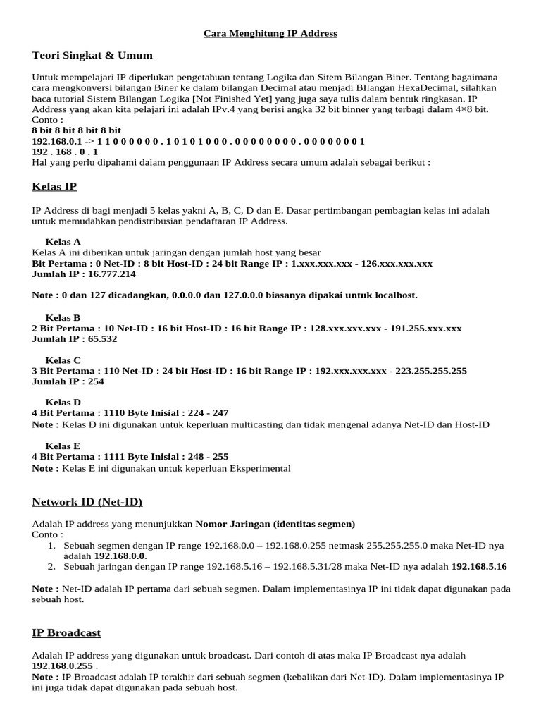 Cara Menghitung IP Address-1 | PDF