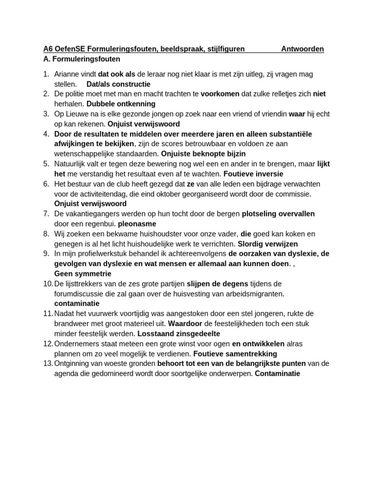 A6 OefenSE Formuleren ANTW | PDF