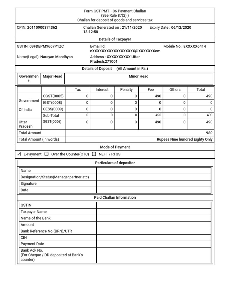 GST-CHALLAN Sep 20 | PDF