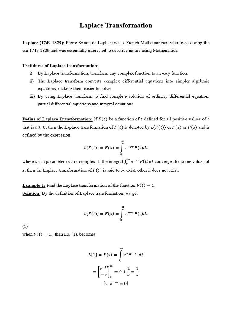 Laplace Transform Guide | PDF | Equations | Function (Mathematics)