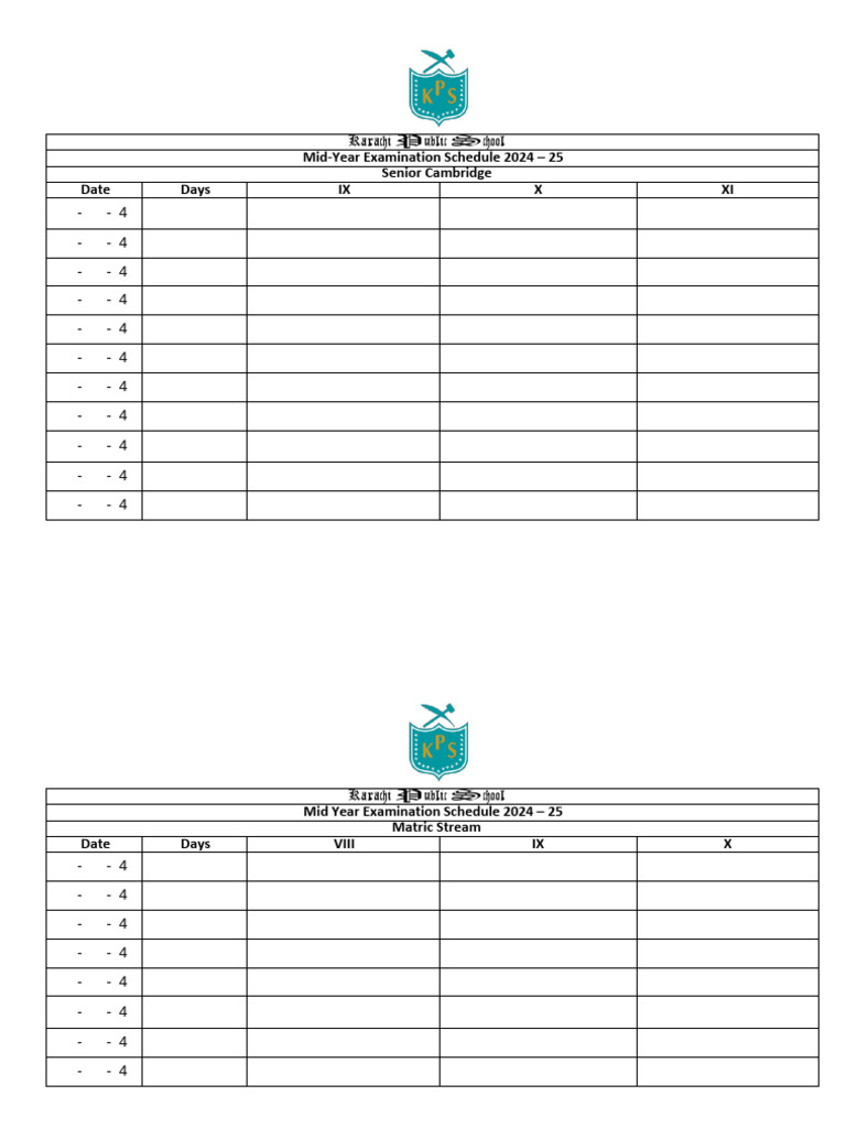 Senior & Matric Exam Schedule 2024 | PDF