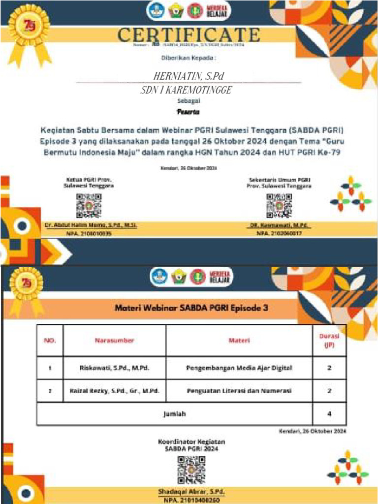 SERTIFIKAT KOMBEL 2 | PDF