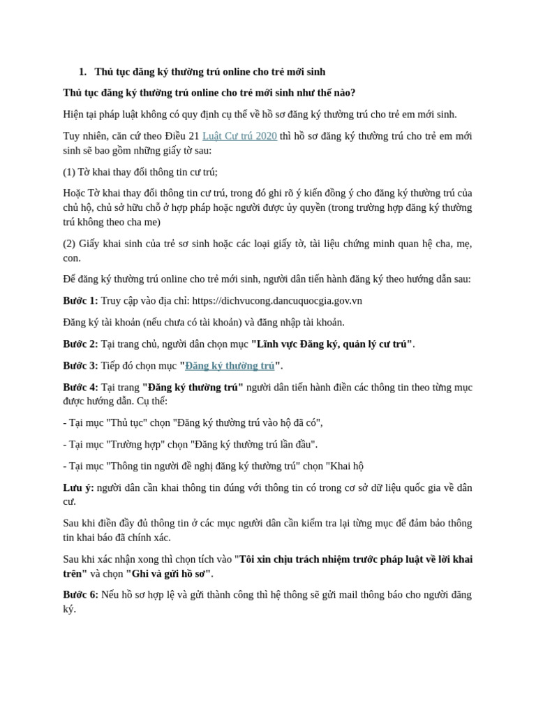 Quy Trình Các TH T C | PDF