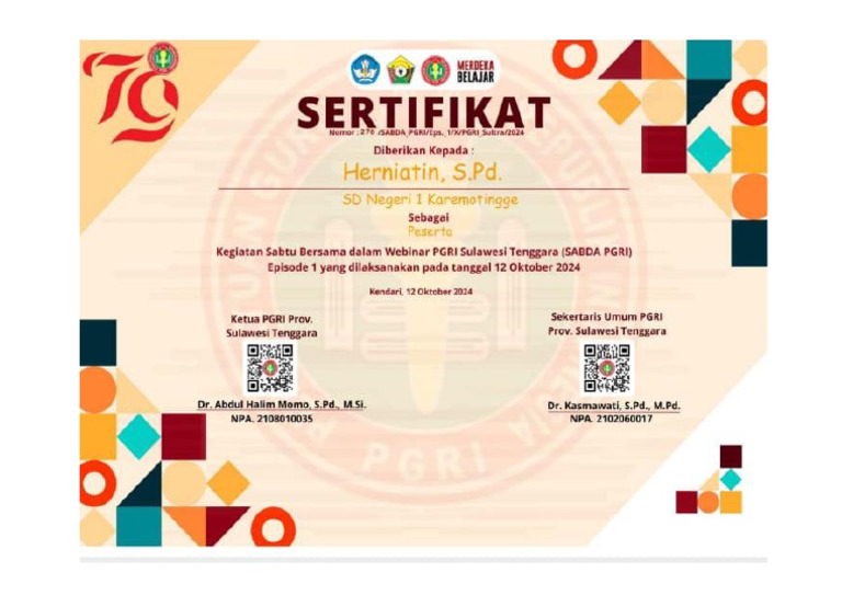 SERTIFIKAT KOMBEL 1 | PDF