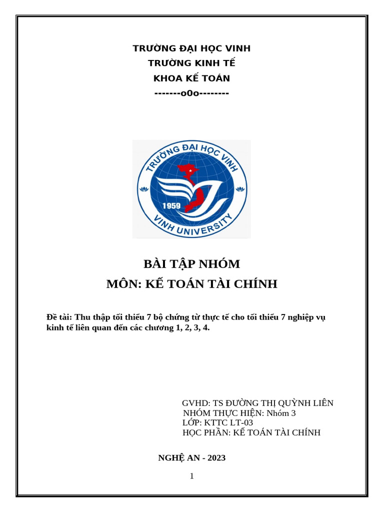 Bài tập nhóm KTTC-NHÓM 03 | PDF