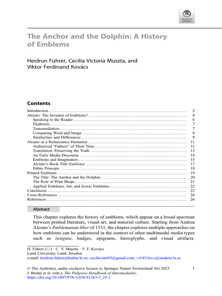 The Anchor and The Dolphin: A History of Emblems: Heidrun F Hrer, Cecilia Victoria Muszta, and ...