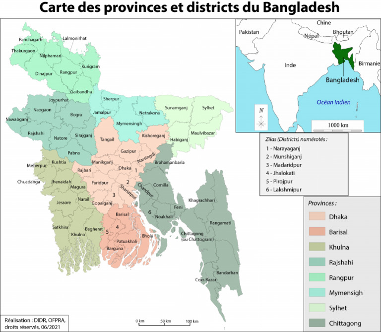 Carte Des Provinces Et Districts Du Bangladesh | PDF