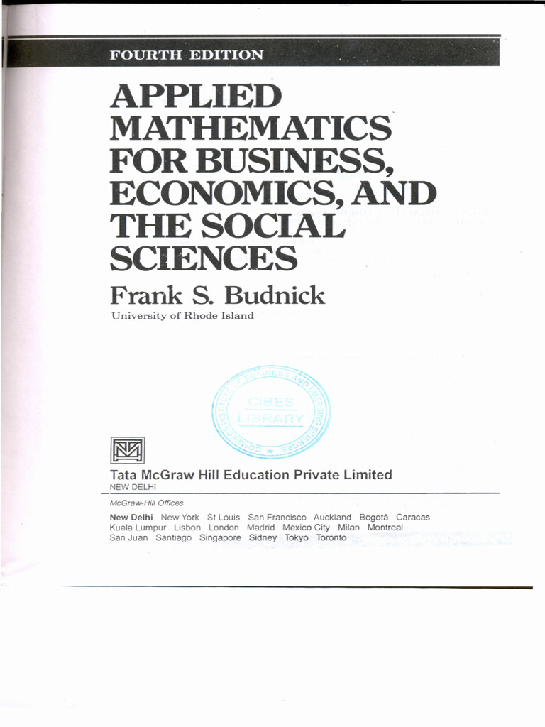 Frank-Applied Mathematics For Business, Economics, and The Social ...