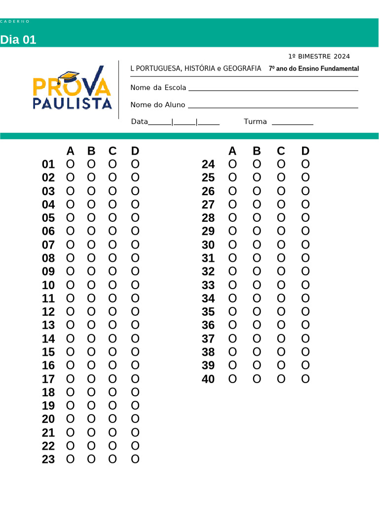 prova paulista 1 bimestre para converter | PDF | Inquisição | Renascimento
