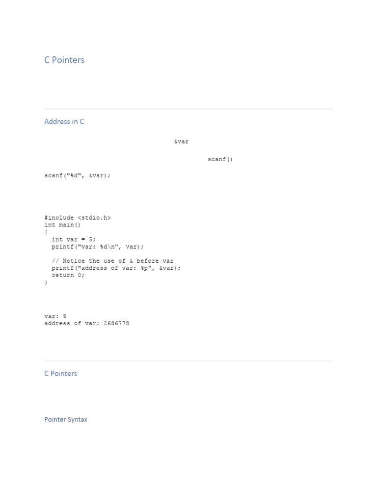 11. Pointers | PDF | Pointer (Computer Programming) | C (Programming ... 11. Pointers | PDF | Pointer (Computer Programming) | C (Programming ...