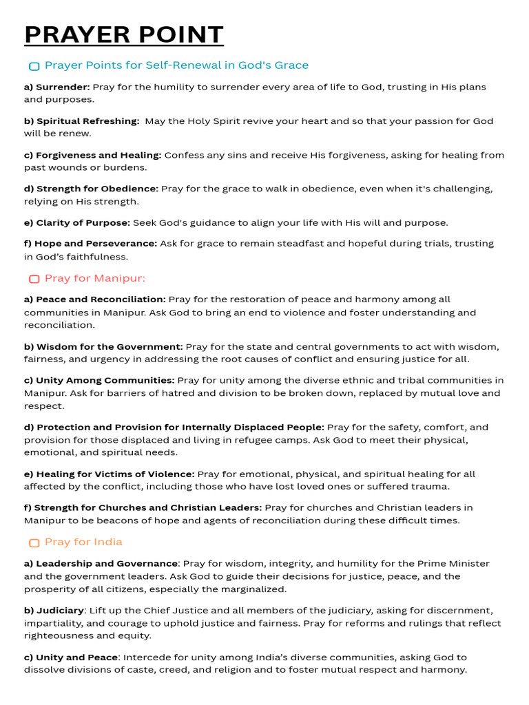 Midnight Prayer Points for Unity and Healing | PDF | Prayer | Forgiveness