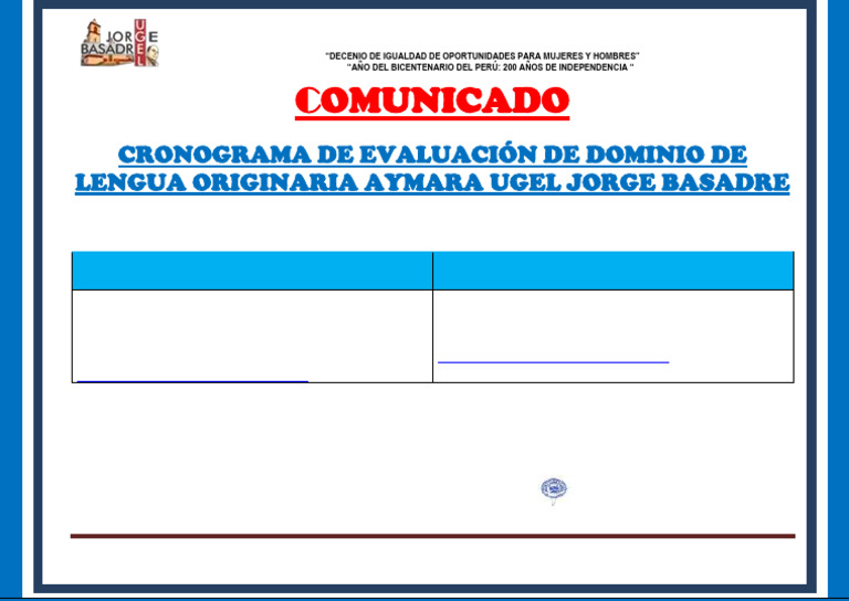 Comunicado - Evaluacion Lo Aymara-21julio-Jb | PDF