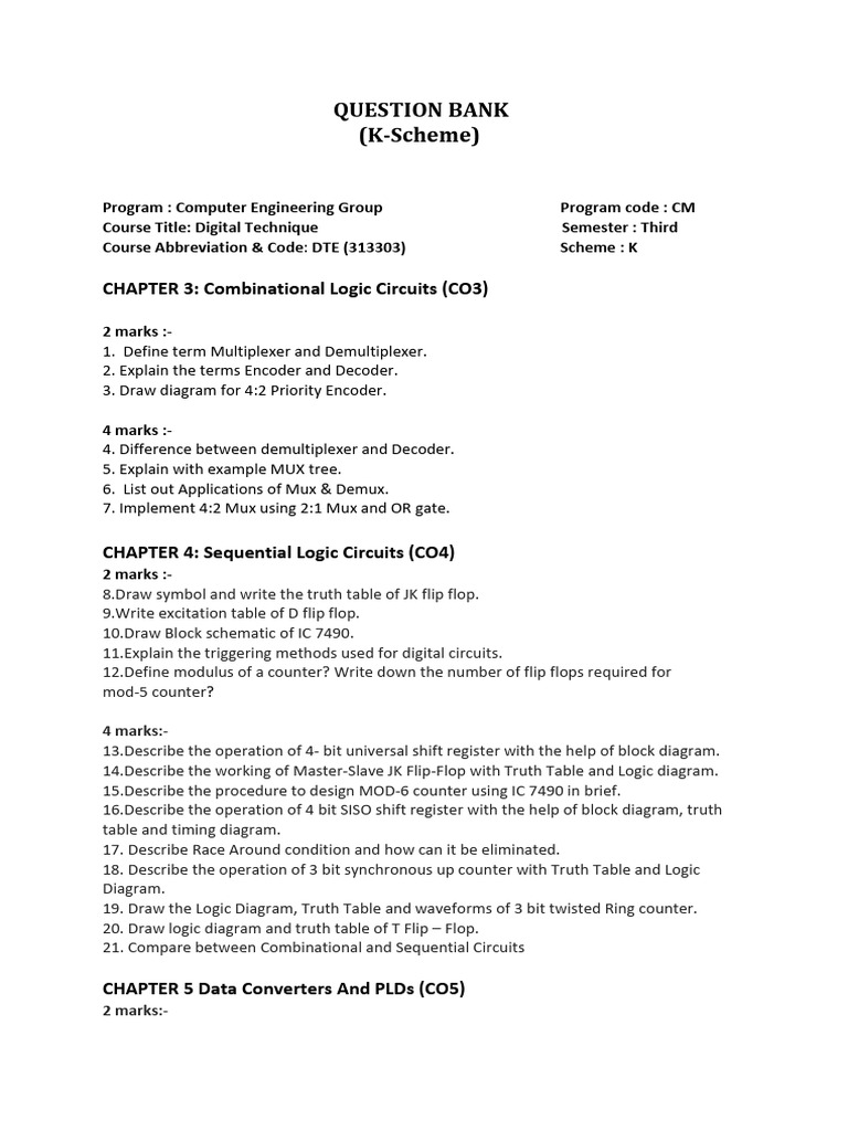 Question Bank 2(Dte) | PDF