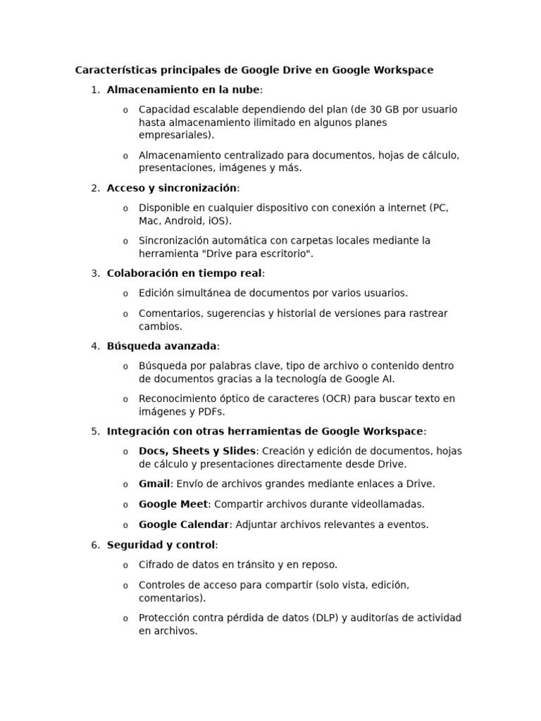 3 - Características Principales de Google Drive en Google Workspace ...