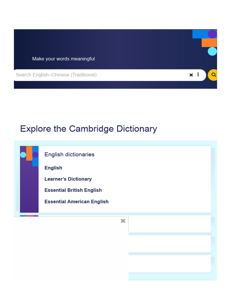 Cambridge Dictionary - English Dictionary, Translations & Thesaurus3 3 ...