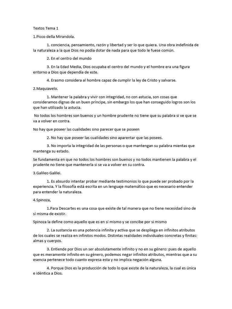 Textos Tema 1 | PDF | Razón | Baruch Spinoza