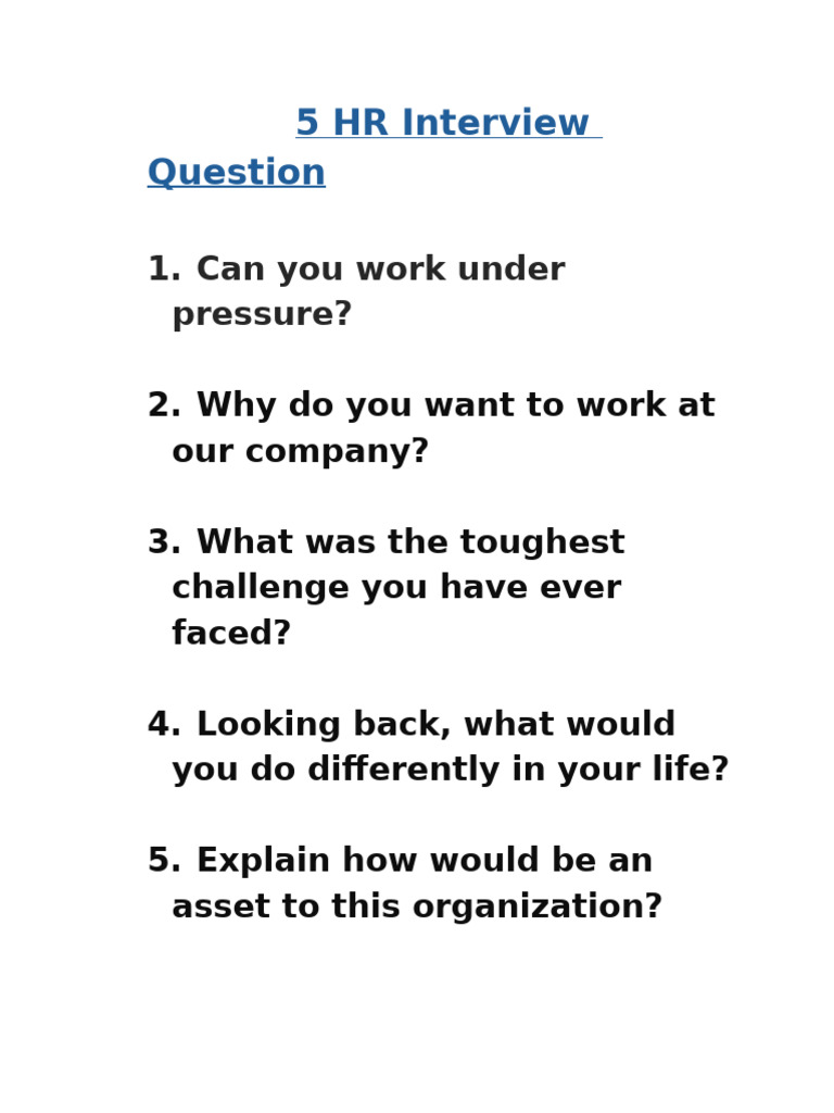 Today Task HR Interview Questions | PDF