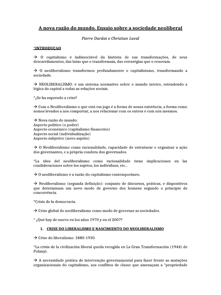 Dardot Laval-2009-A Nova Razão Do Mundo | PDF | Liberalismo clássico ...