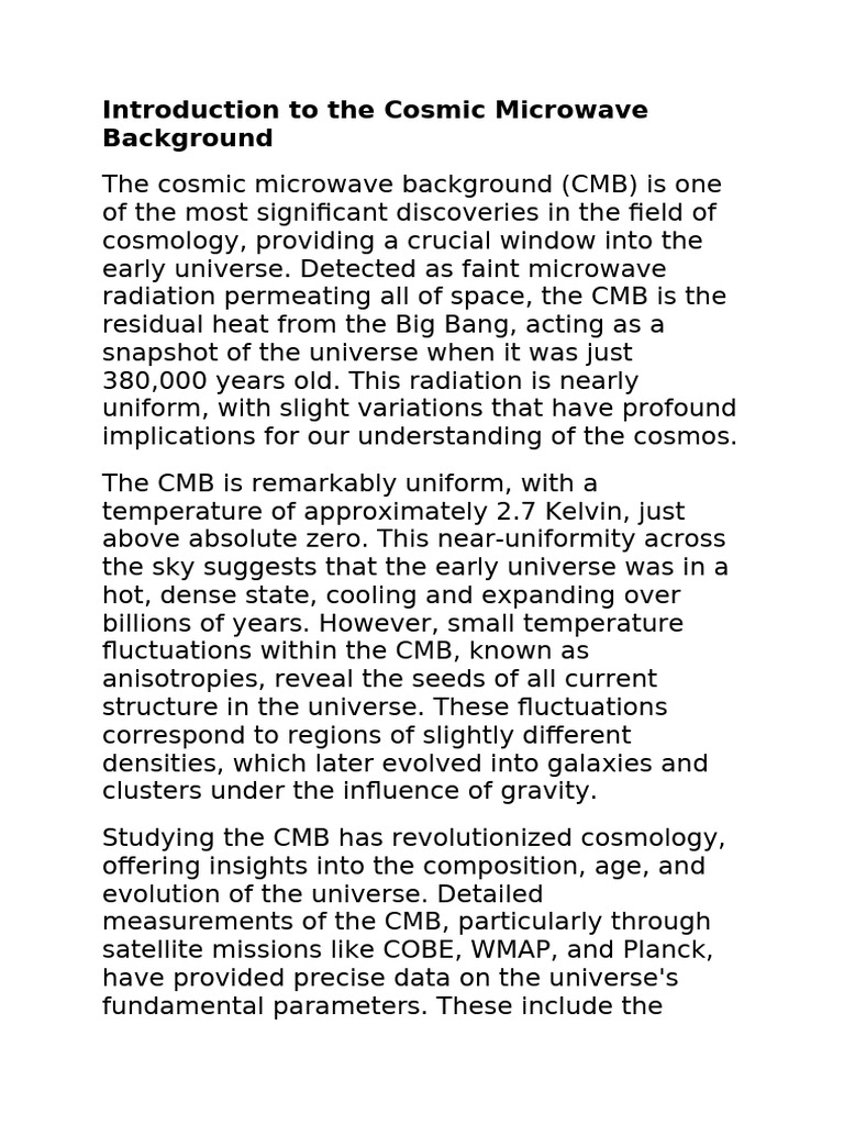 Introduction To The Cosmic Microwave Background | PDF | Cosmic ...