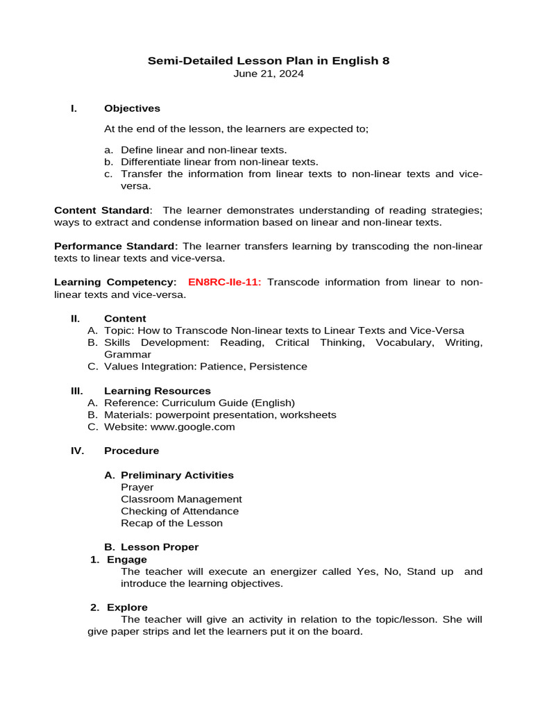 lesson plan english | PDF | Lesson Plan | Teachers lesson plan english | PDF | Lesson Plan | Teachers
