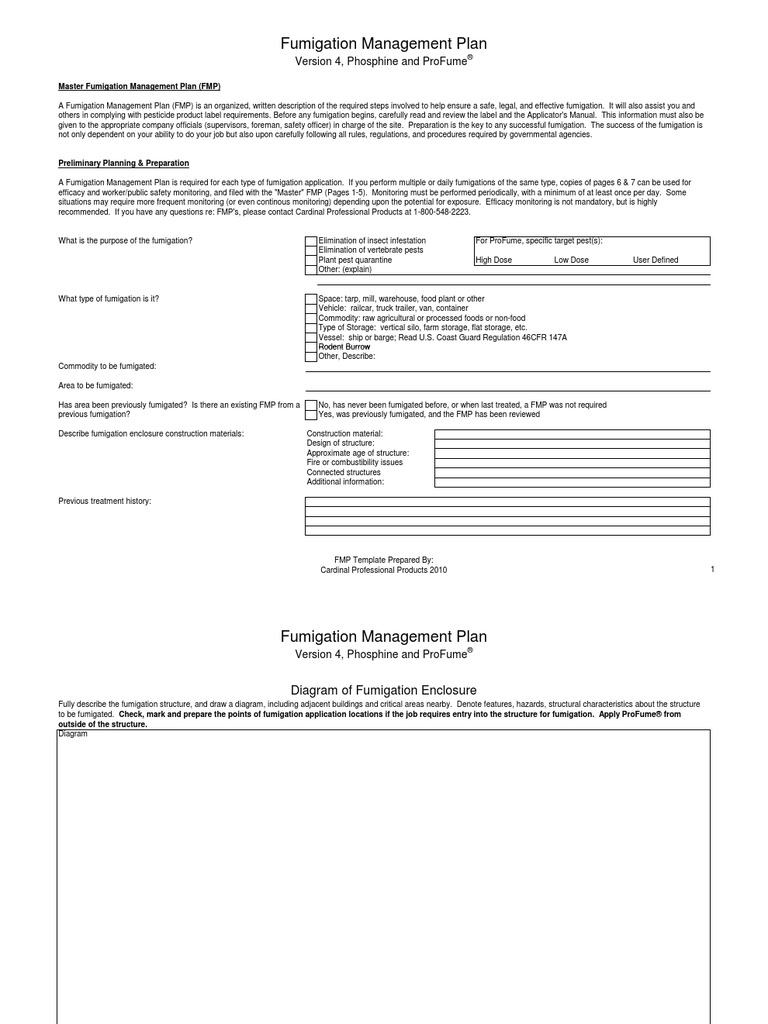 Fumigation Management Plan: Version 4, Phosphine and Profume | PDF ...