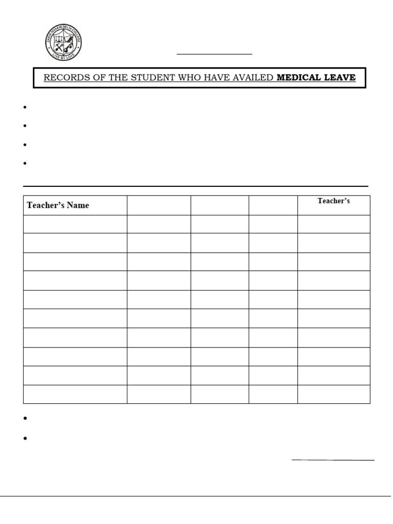 Students Medical Leave Form | PDF
