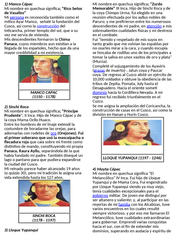 LOS 14 INCAS | PDF | Imperio Inca | Andes