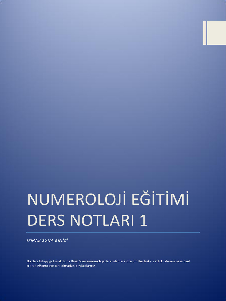 NUMEROLOJİ DERS 1-Ana Kulvar, Tipolojiler | PDF