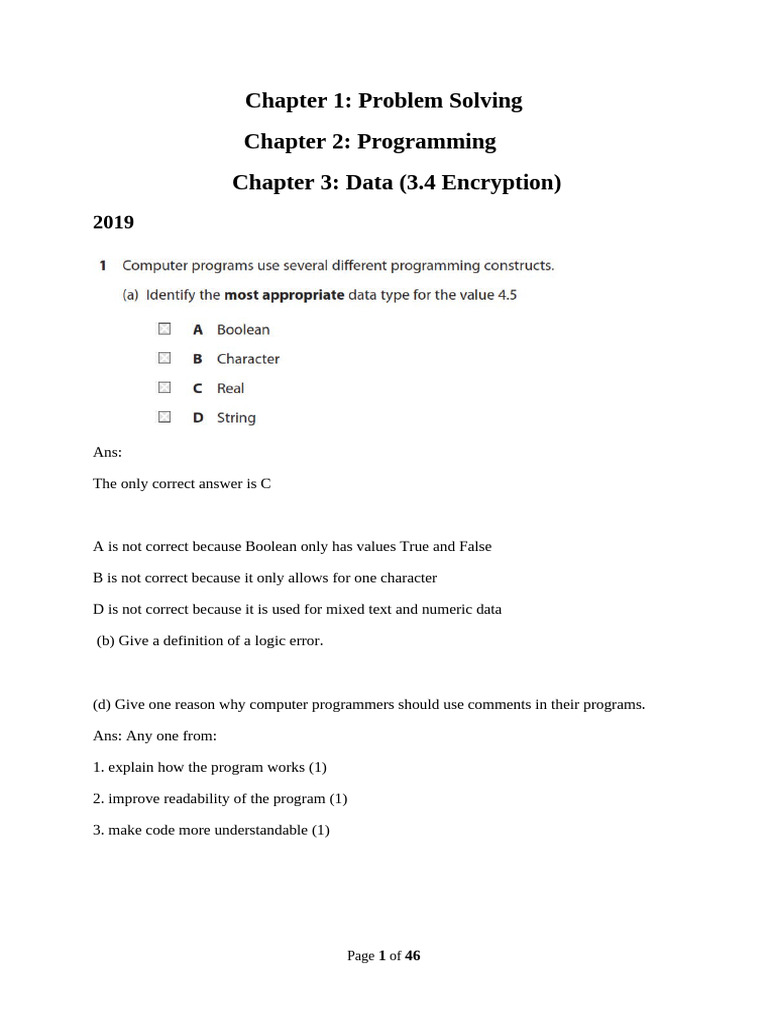 Chapter 1&2(With Answer) p2 | PDF | Encryption | Algorithms